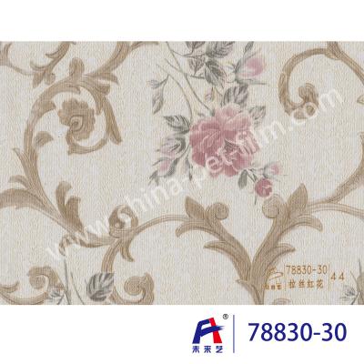 China 0.12mm PVC Decorative Film Red Flowers Pattern Furniture Coating 126cm Width for sale