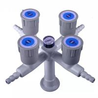 China PP PVDF PPR Quadruple Outlet Lab Faucet Chemical Resistant CE Certified for sale