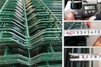 China 1.8 m Hot Dipped Galvanized Welded Wire Mesh Fence Panel PVC Coated Green Fence Panels Top With Barbed Wire for sale