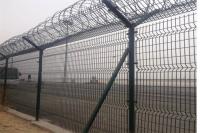 China  High Quality Galvanized And Powder Coated Welded Wire Mesh Fence Airport Security Fence Design With Barbed Wire for sale