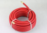 China ID 3/8 inch x 25 ft Red flexible air hose with Brass 1/4 inch NPT fittings for sale