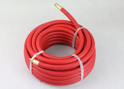 China ID 3/8 inch x 25 ft Red flexible air hose with Brass 1/4 inch NPT fittings for sale