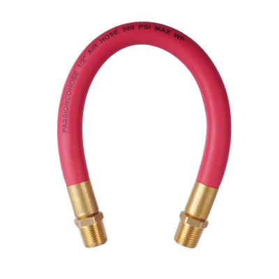 China Red EPDM 1/2'' X 50FT with NPT Male Rubber Air Hose Assembly for Compressed Air for sale