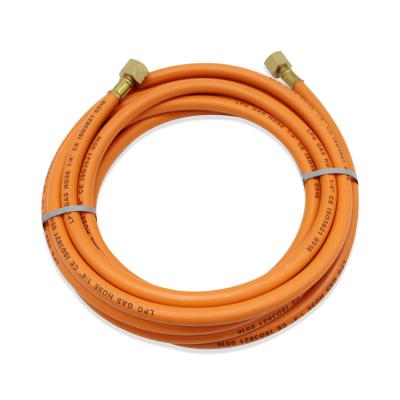 China 6mm Oil Resistance Braided -30℃~+80℃ Orange Rubber LPG Gas Hose Assembly for sale