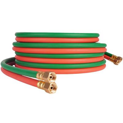 China Double Color Oxygen Acetylene 1/4'' X 100FT Welding Twin Rubber Hose Assembly for sale