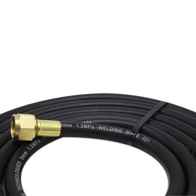 China High Pressure 300 PSI Twin Welding Hose with Flexible Rubber Construction and Movable Brass Fittings for sale
