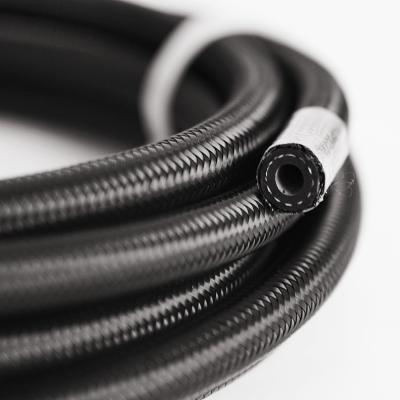 China High Performance Flexible NBR Fuel Hose – Black Nylon Braided, Oil Resistant, Free Cutting Service for Industrial Hydraulic Systems for sale