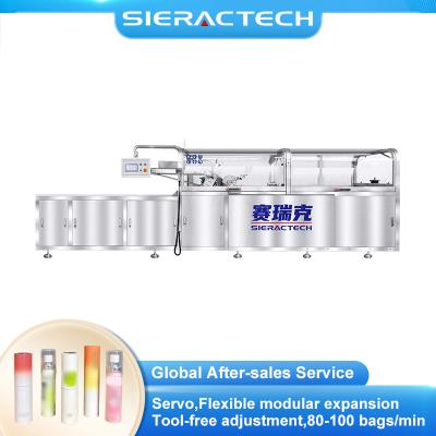 China 30 - 80 Cartons/Min Cosmetic Cartoner Small Bottle Cartoning Machine With Servo Feeding for sale