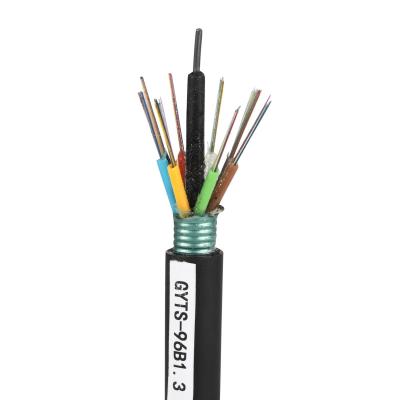 China Outdoor GYTS Fiber Optic Cable with 144 Cores and Durable FRP/Steel Wire Reinforcer for sale