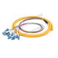 China FTTH TDM 900 0.9mm LC UPC Fiber Optic Pigtail with LZH/PVC Jacket 12-Core Single Mode for sale
