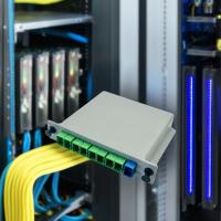 China 1*8 2*8 Fiber Optic Green SC APC Plug-In Cassette PLC Splitter for ABS Box Performance for sale