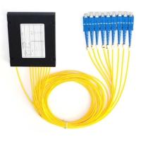 China FTTX Network ABS Box PLC Fiber Optic Splitter with SC LC FC ST APC UPC PC Connector for sale