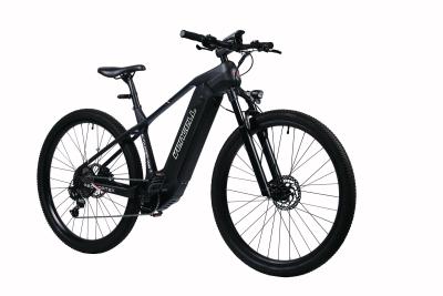 China Black Carbon Frame E-Powered Mountain Cycle With Hydraulic Disc Brake Performance And 36V 15.6Ah Battery Capacity for sale