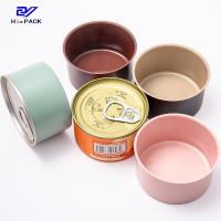 China Pink 80g Volume Pet Food Can Dogs Food Round Tin Cans D65x34mm for sale