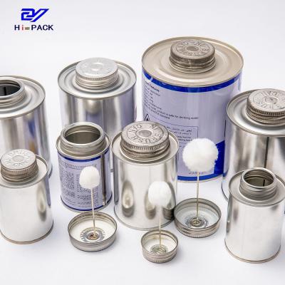 China Screw Top PVC Cement Tin Can Adhesive Metal Container With Dauber And Brush for sale