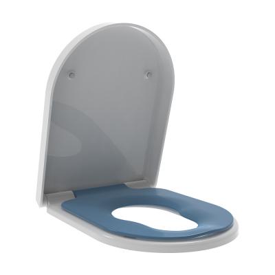 China Elongated D Shape Urea Toilet Seat 466x365mm Soft Close Anti-Bacterial Family Cover for sale