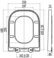 China Square Urea Soft Close Toilet Seat 448mm Quick Release for Bathroom Hotel for sale