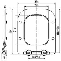 China Super Slim Square Soft Close UF Duroplast WC Toilet Seat 424mm 352mm for sale