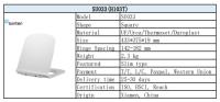China Urea Soft Close Toilet Seat Square Shape Quick Release 433x375mm for Hotel Bathroom for sale