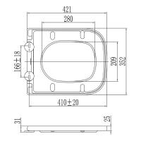 China Super Slim Square Urea Toilet Seat Soft Close Easy Clean 421mm 352mm for sale