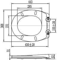 China PP Plastic Toilet Seat Oval Shape 443mm 368mm Slow Close Soft Close European Size for sale