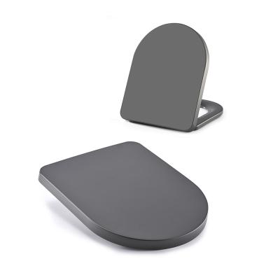 China Sunten SU049 Matte Black Duroplast Toilet Seat Soft Close Quick Release UF D Shape 449x360mm for sale