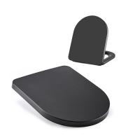 China Sunten SU049 Matte Black Duroplast Toilet Seat Soft Close Quick Release UF D Shape 449x360mm for sale