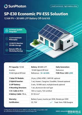 China SP E30:12 kW PV +10 kW Hybrid Inverter +30 kWh LFP Off Grid Kit for sale