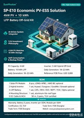 China SP E10:4 kW PV +5 kW Inverter +10 kWh LFP Off Grid Kit for sale