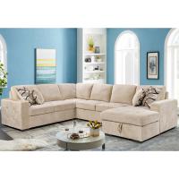 China Beige living room sofa bed with storage Modern big U shaped sofa sleeper Europe North America big corner sectional sofa for sale