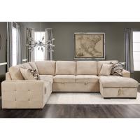 China Beige living room sofa bed with storage Modern big U shaped sofa sleeper Europe North America big corner sectional sofa for sale