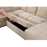 China Beige living room sofa bed with storage Modern big U shaped sofa sleeper Europe North America big corner sectional sofa for sale