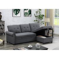 China Cara furniture Living room furniture set sofa bed BEIGE Linen Upholstered Reversible L shape Sofa Bed for sale