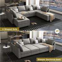 China High-End Luxury Living room furniture set sofa bed big U shape functional sofa bed for big house for sale