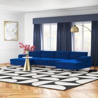 China High class Blue color 7 seater sofa set double chaise sectional  U shape sofa set upholstered sofa furniture for sale