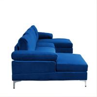 China High class Blue color 7 seater sofa set double chaise sectional  U shape sofa set upholstered sofa furniture for sale