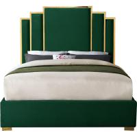 China Cara furniture Modern Nordic Style green velvet Solid Wood diamond Luxury Master Bed 2m Soft Bed for home bedroom for sale