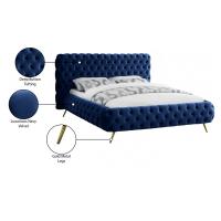 China Cara Furniture Factory Direct wholesale blue velvet button Queen bed for sale
