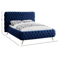 China Cara Furniture Factory Direct wholesale blue velvet button Queen bed for sale