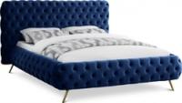 China Cara Furniture Factory Direct wholesale blue velvet button Queen bed for sale
