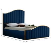 China Cara bed Twin King Queen Size Modern gold metal frame navy blue Velvet Headboard Upholstered Bed for Hotel for sale