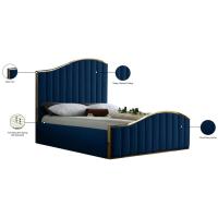 China Cara bed Twin King Queen Size Modern gold metal frame navy blue Velvet Headboard Upholstered Bed for Hotel for sale