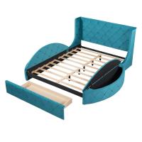 China up-holstered beds king size bed frame luxury peacock green color soft beds for bedroom for hotel for apartments for sale