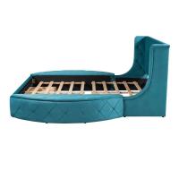 China up-holstered beds king size bed frame luxury peacock green color soft beds for bedroom for hotel for apartments for sale