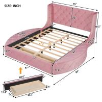 China Customized beds luxury velvet beds queen size king size pink color modern functional beds for bedroom for hotel for sale