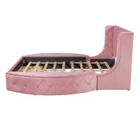 China Customized beds luxury velvet beds queen size king size pink color modern functional beds for bedroom for hotel for sale