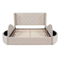 China modern beds low price luxury velvet beige color soft beds for bedroom and hotel and apartments for sale