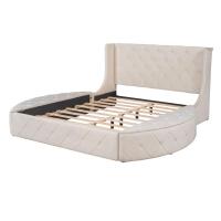 China modern beds low price luxury velvet beige color soft beds for bedroom and hotel and apartments for sale