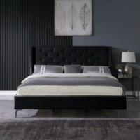 China Modern button tufts nail design Blue color Minimalist and luxurious luxury bed King size for Bedroom Hotel and Apartment for sale