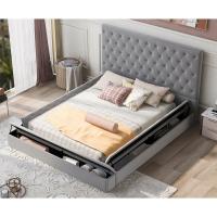 China Bed furniture set modern Queen/King size tufts velvet fabric luxury multi functional soft beds for Apartment Hotel  Home for sale